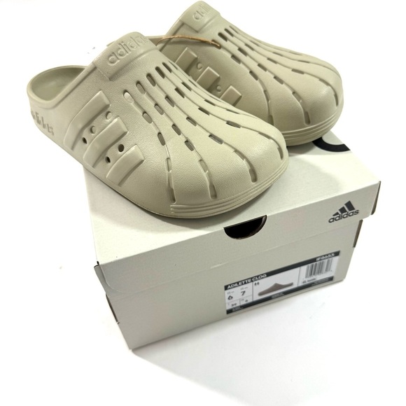 adidas | Shoes | Adilette Adidas Clogs Putty Grey | Poshmark